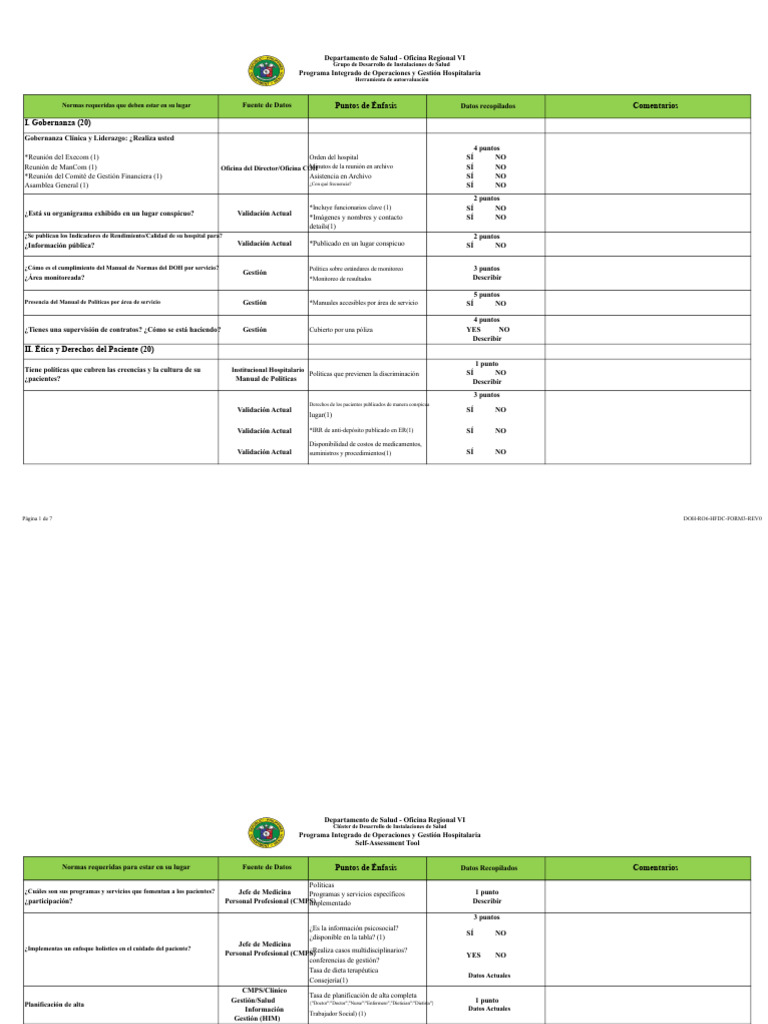 IHOMP-Herramienta de Autoevaluación | PDF | Hospital | Farmacia