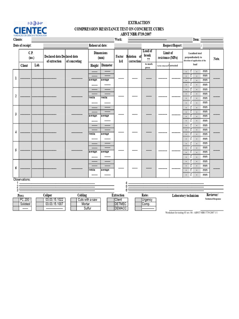Rehearsal Spreadsheet 03 Rev 06 | PDF | Concrete