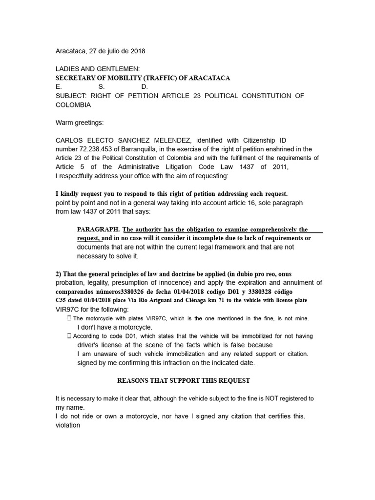 Right of Petition Photo Fine | PDF | Burden Of Proof (Law ...