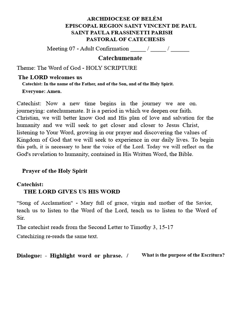 Confirmation Meeting 07 - Word of God - Sacred Scripture | PDF ...