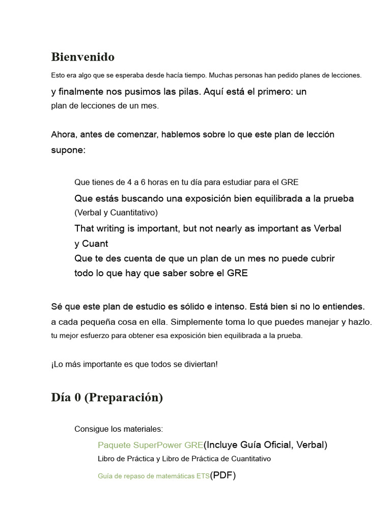 Plan de Estudio de 1 Mes para El Gre - Gregmat | PDF | Matemáticas