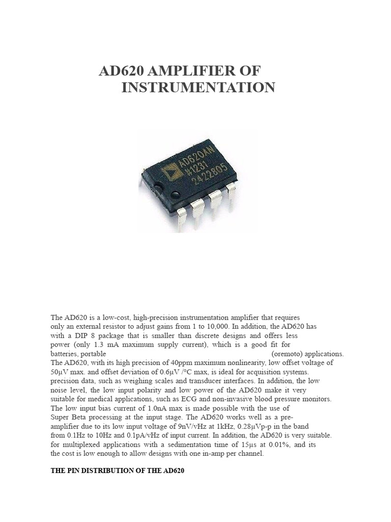 AD620 Precision Instrumentation Amplifier | PDF | Amplifier | Electricity
