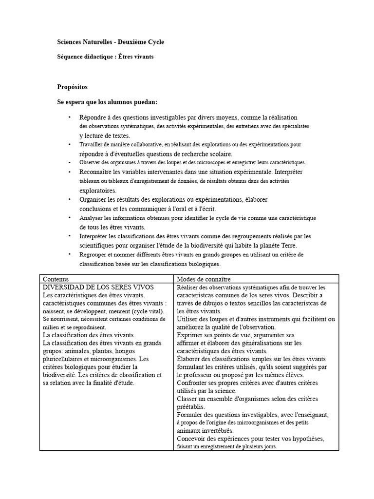 Classification et caractéristiques des êtres vivants | PDF | Vie ...