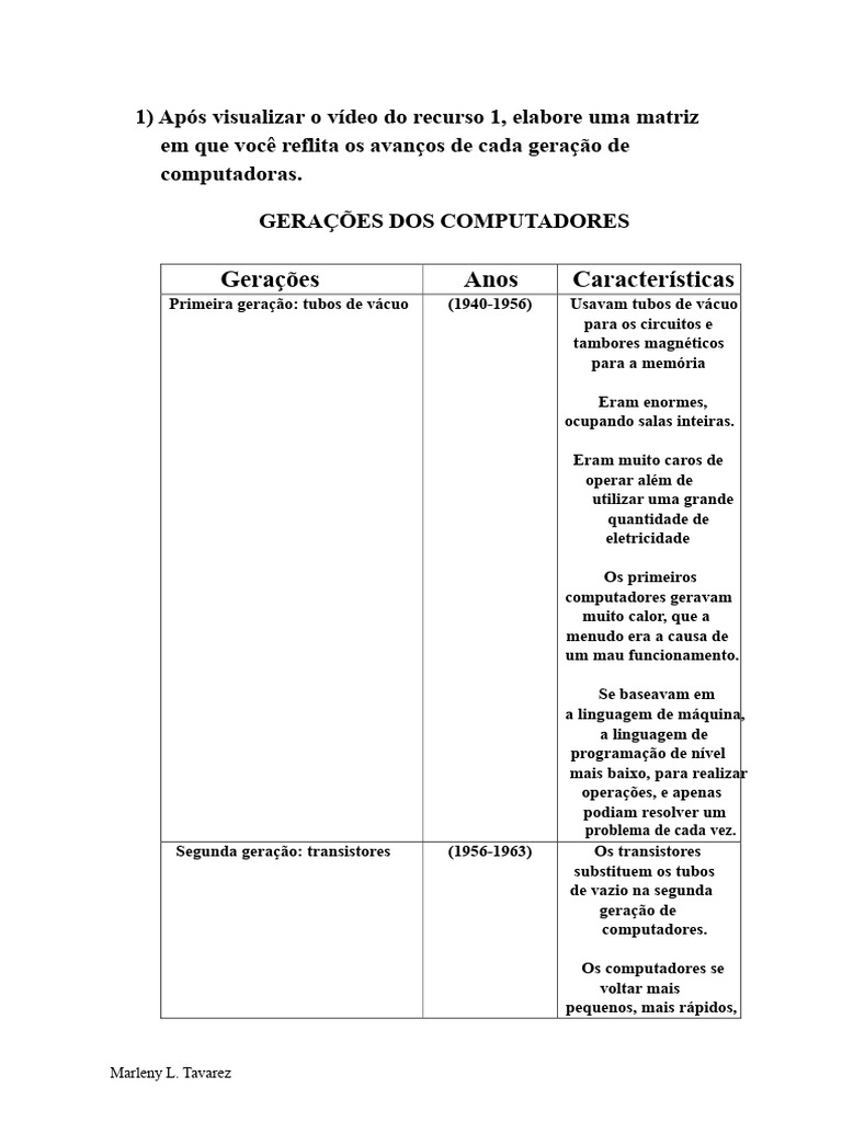 Evolução das Gerações de Computadores | PDF | Circuito integrado ...