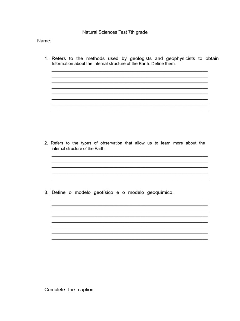 Nature Sciences Test 7th Grade | PDF | Tectonics | Natural Sciences