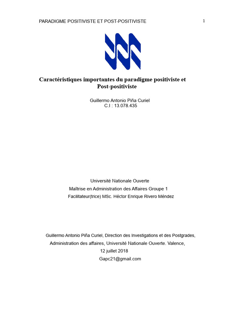 Différences entre positivisme et post-positivisme | PDF | Paradigme ...