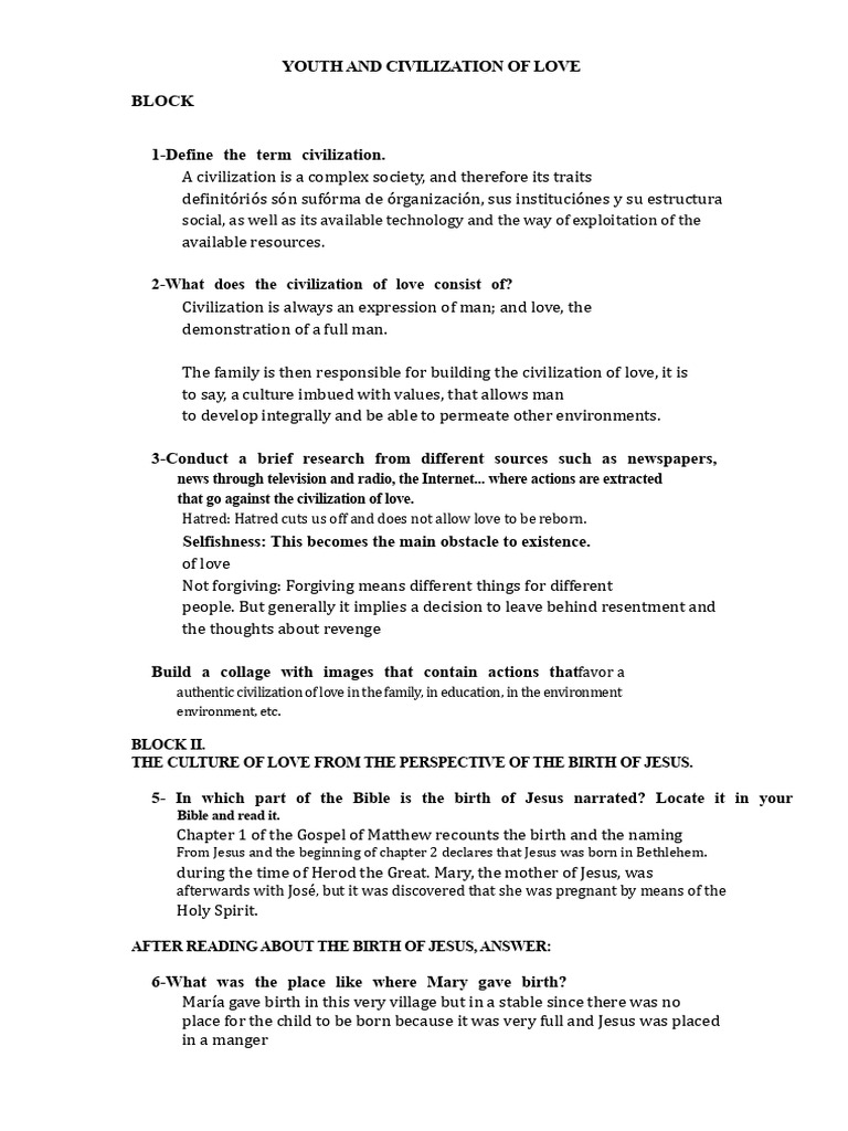 Youth and Civilization of Love | PDF | Jesus | Nativity Of Jesus