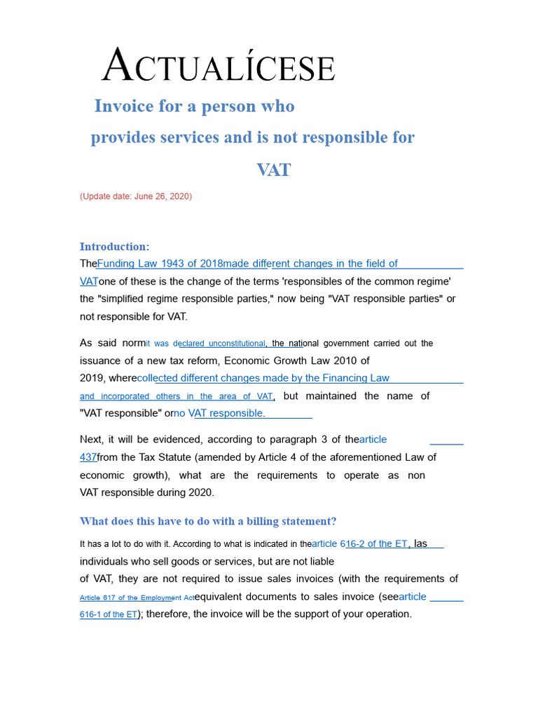 Invoice Template for Non-VAT Services | PDF | Invoice | Value Added Tax