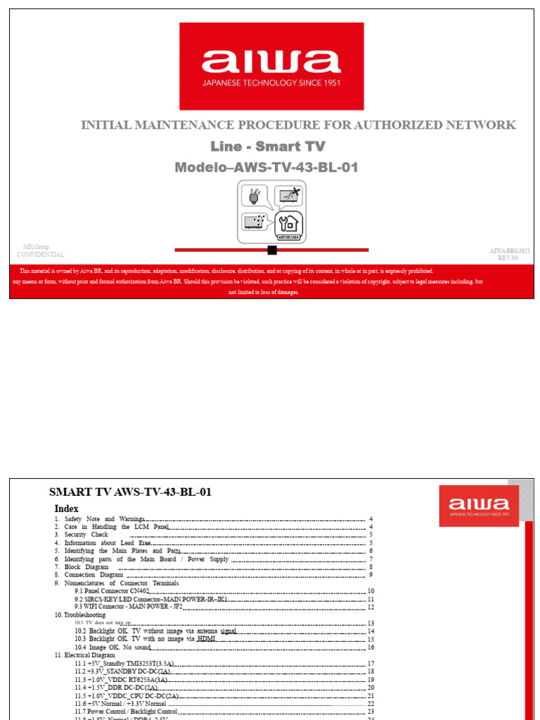INITIAL PROCEDURE FOR MAINTENANCE AWS_TV_43_BL_01 Rev.00 | PDF | Hdmi ...