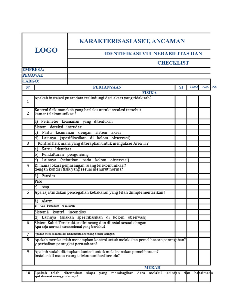 Checklist Identifikasi Kekerasan Dan Ancaman | PDF