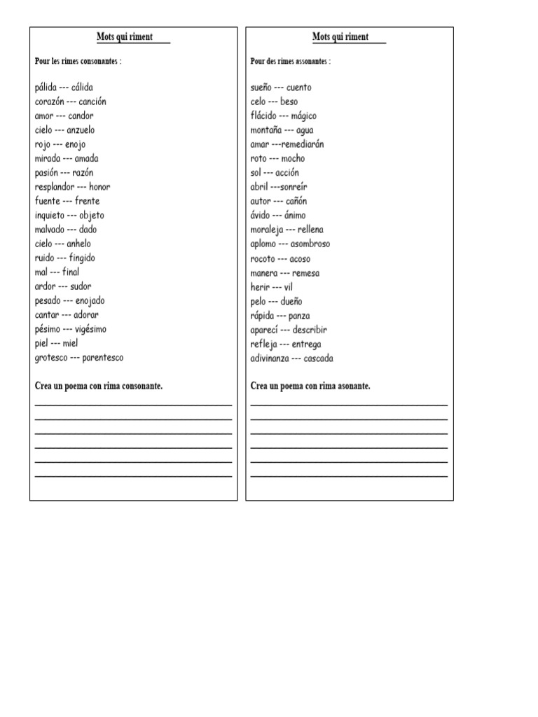 Mots qui riment | PDF