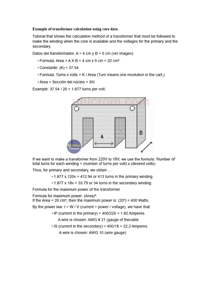 Transformer Calculation Tutorial Guide | PDF
