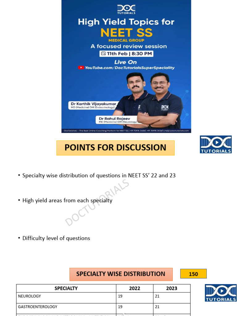 NEET SS High Yield Topics | PDF | Hepatitis | Endocrinology