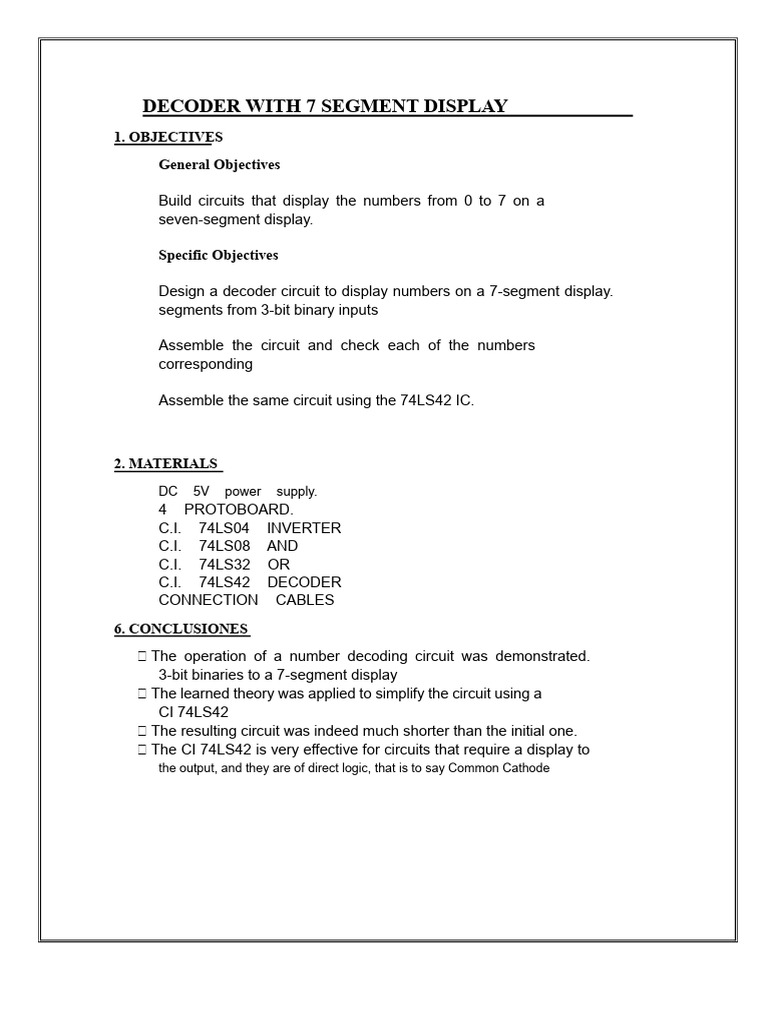 Decoder With 7 Segment Display | PDF