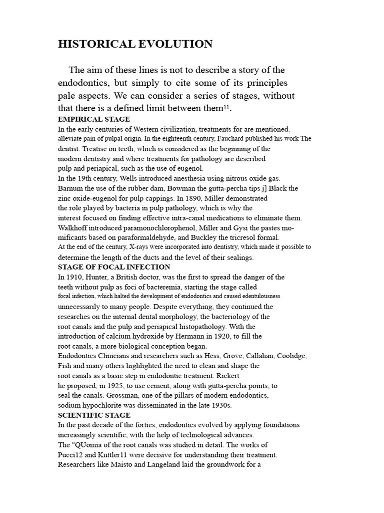 History of Endodontics (Stages) | PDF | Medical Specialties | Dentistry ...