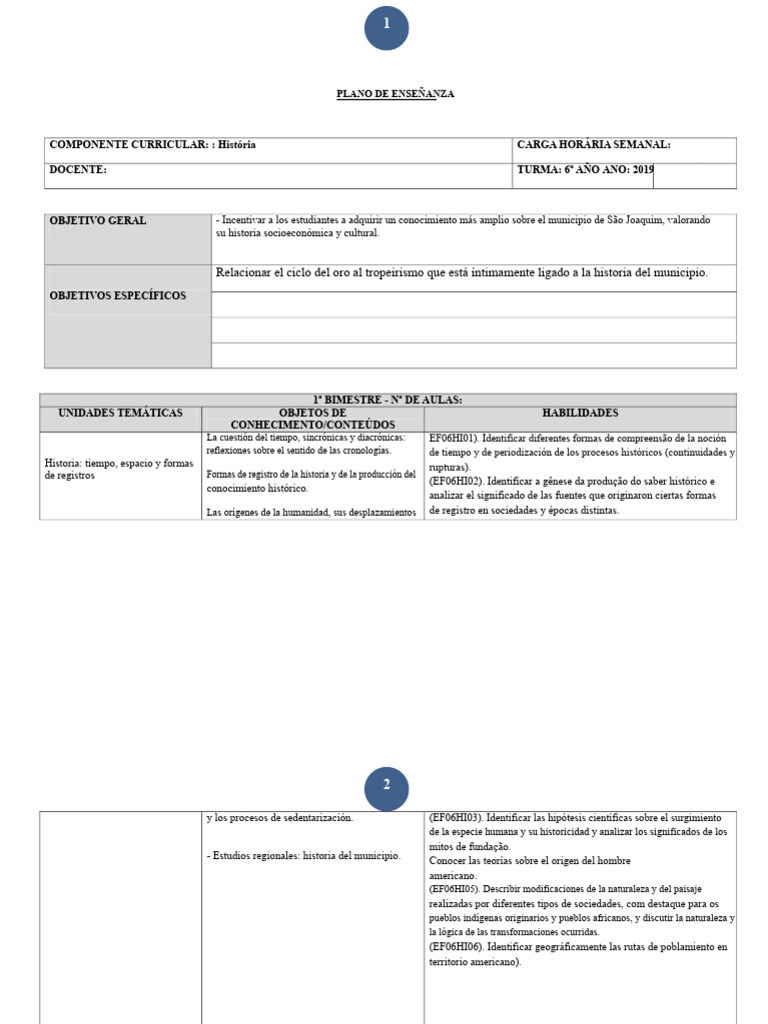 Plan de Enseñanza de Historia 6º y 7º Año | PDF | Brasil | Esclavitud