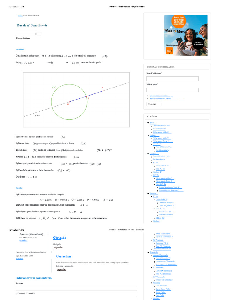 Dever N° 3 Matemática - 6º Ano - Sunudaara | PDF | Matemática