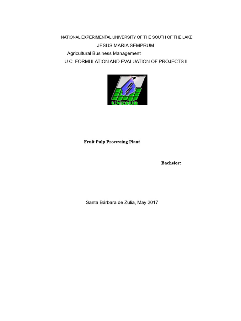 Fruit Pulp Processing Plant Project Overview | PDF | Water | Acid