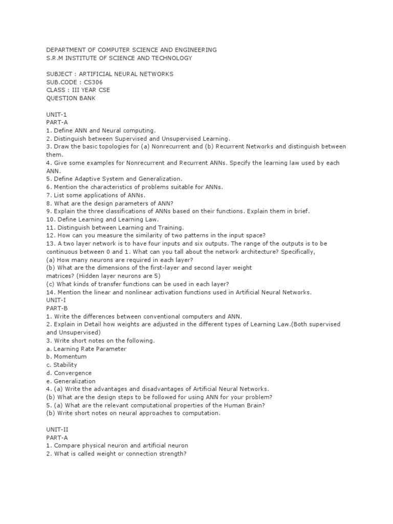 Sample Questions of ANN | PDF | Artificial Neural Network | Artificial ...