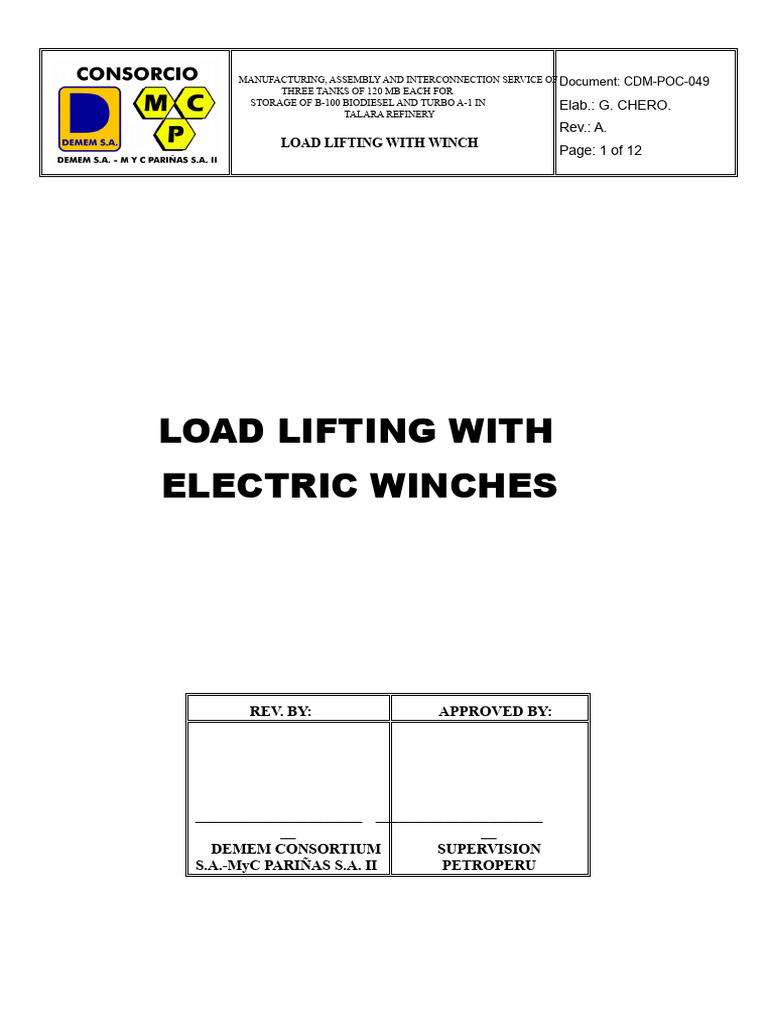 Lifting Procedure With Winch | PDF | Personal Protective Equipment