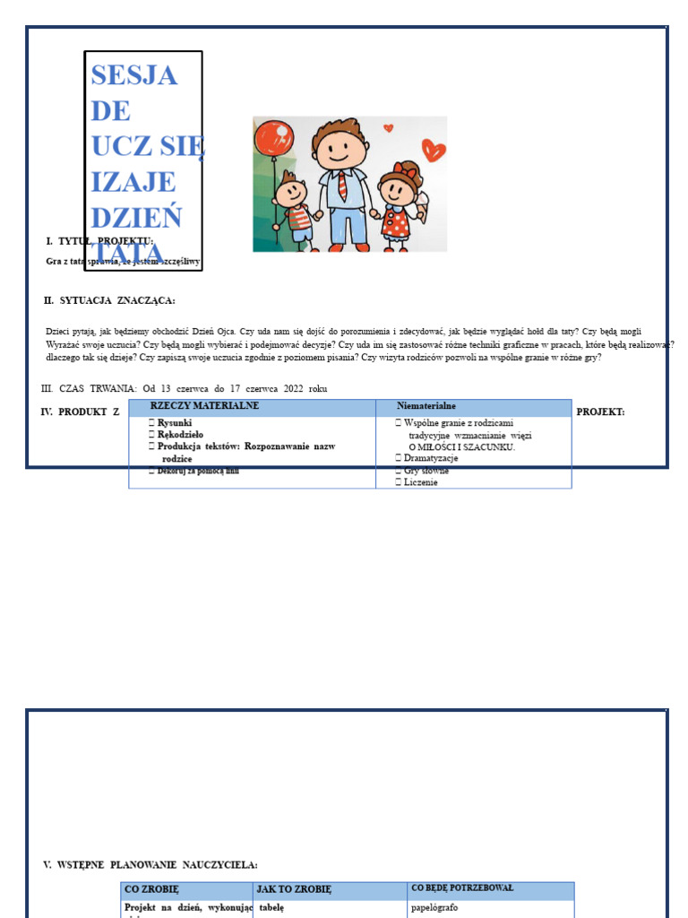 Sesja Uczenia Dnia Ojca Inicjalna | PDF