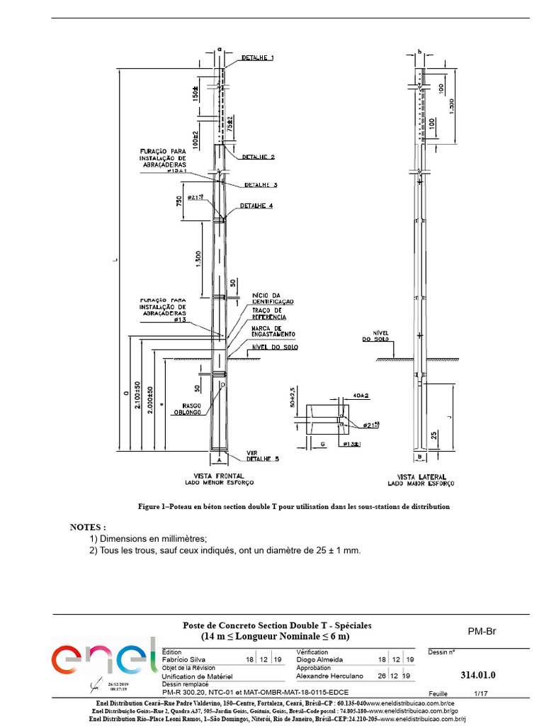 Poteaux en béton section double T pour distribution | PDF | Brésil | Béton
