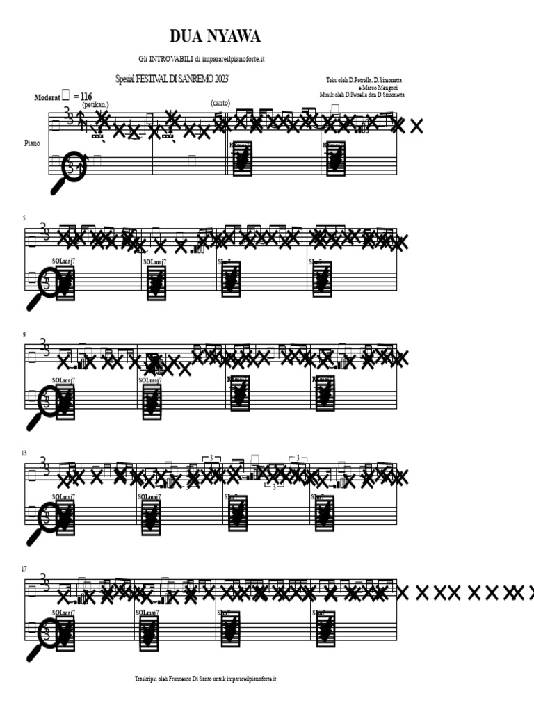 Dua-Jalan-Marco-Mengoni-Partitur-Piano-Melodi-dan-Akord | PDF