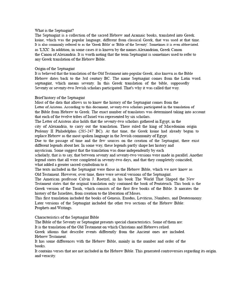 Understanding the Septuagint Bible | PDF | Septuagint | Bible