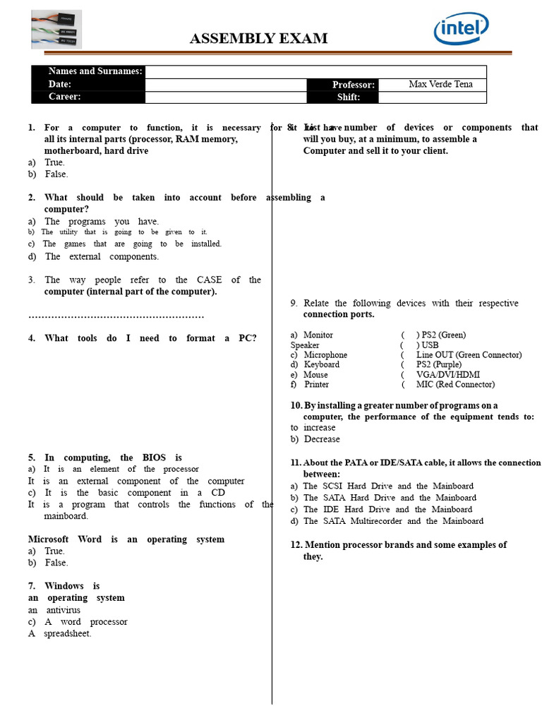 Assembly Exam | PDF | Computer Architecture | Computer Engineering