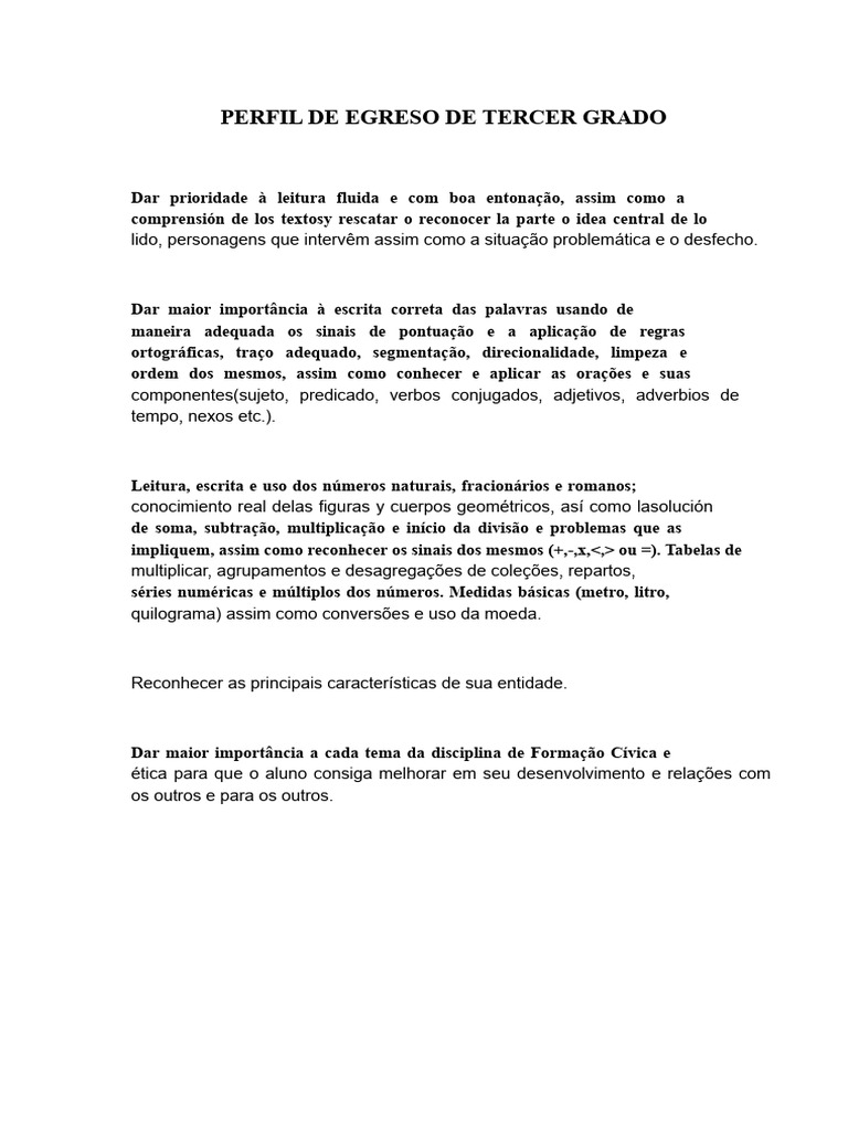 Perfil de Egresso do Terceiro Grau | PDF
