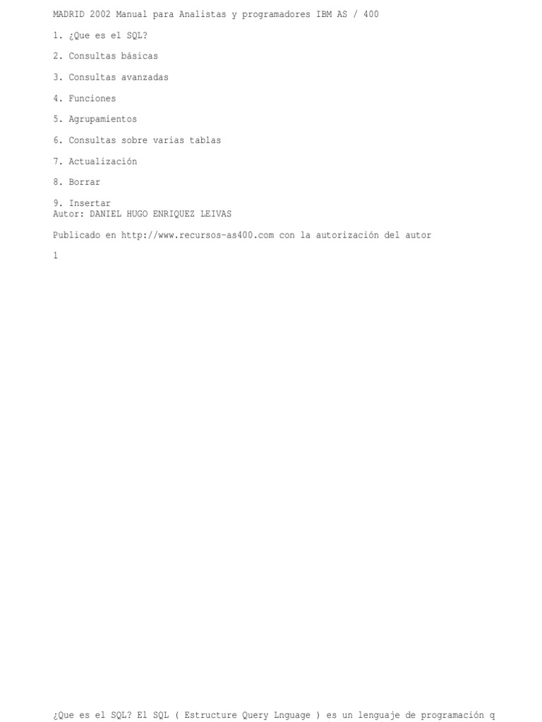 SQL 400 | PDF | SQL | Tabla (base de datos)