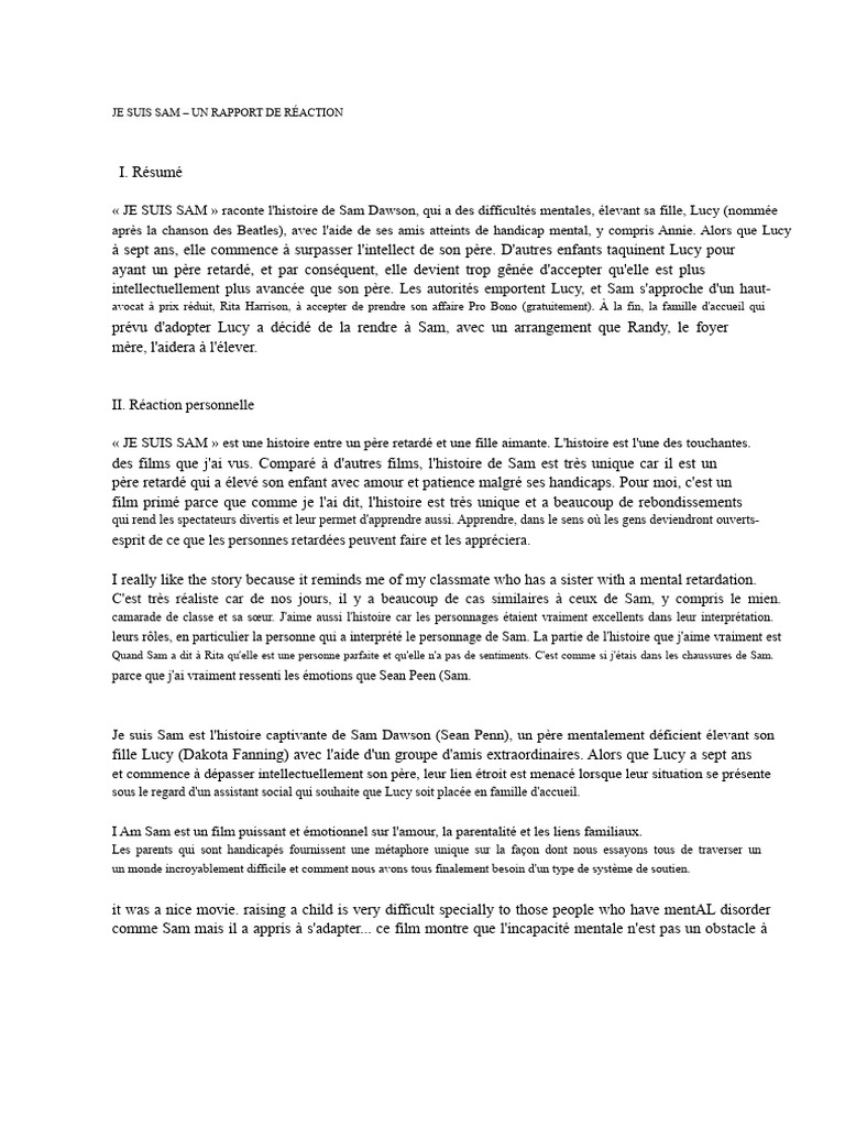 Je Suis Sam | PDF | Psychologie | Sciences comportementales