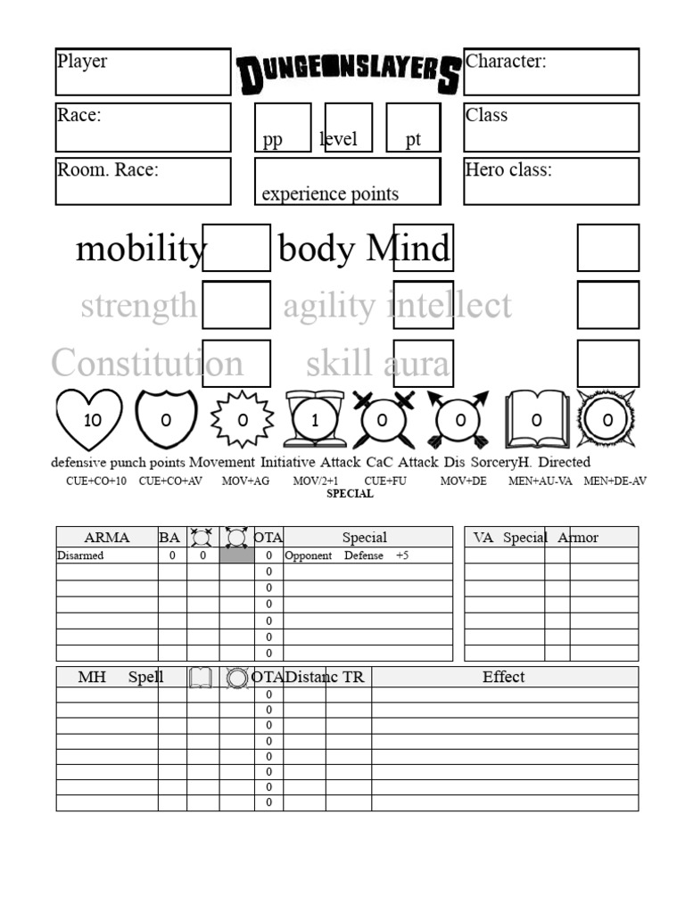 Excel Character Sheet | PDF | Video Games | Entertainment
