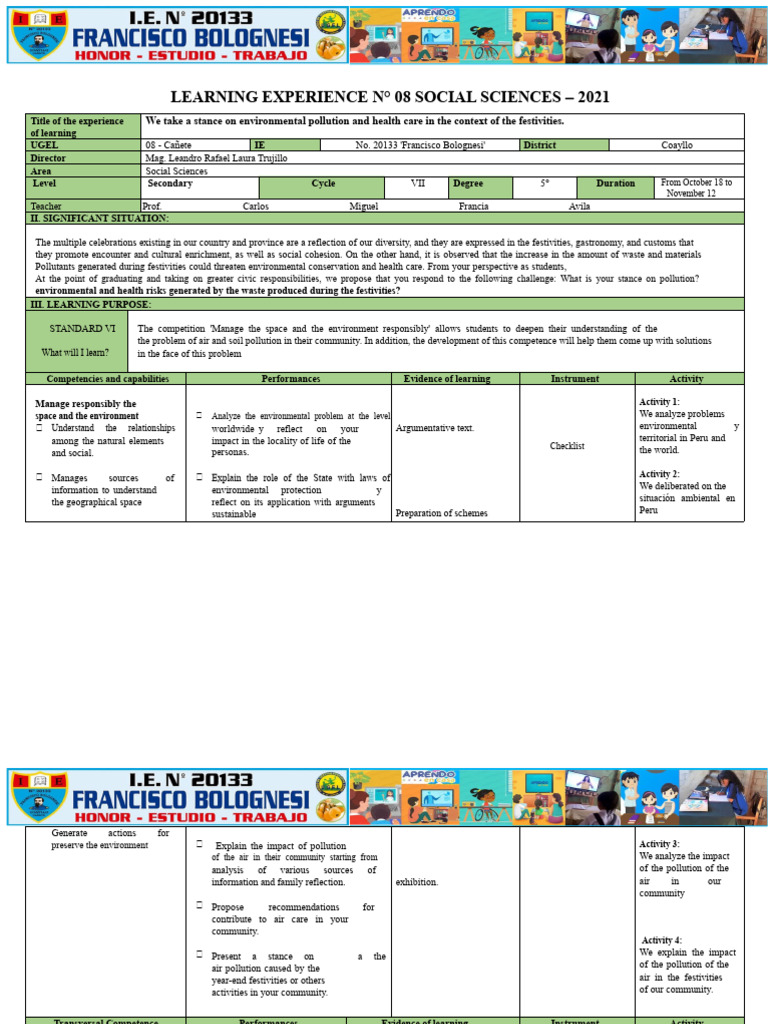 Learning Experience #5 CCSS | PDF | Pollution | Learning