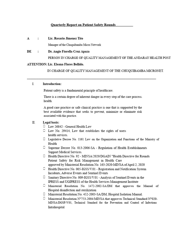 Safety Rounds Report III ANDARAY | PDF | Patient Safety | Safety