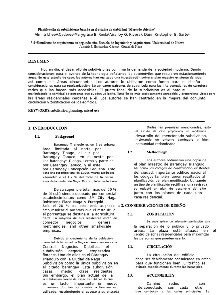 Planificación de Subdivisiones Basada en El Estudio de Viabilidad Del ...