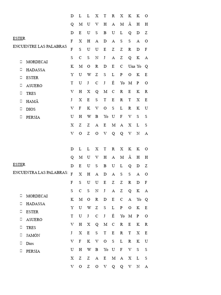 Respuesta Sopa de Letras Ester | PDF