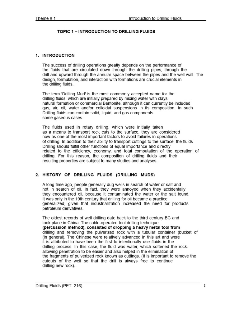 Topic 1 - Introduction To Drilling Fluids | PDF | Colloid | Oil Well