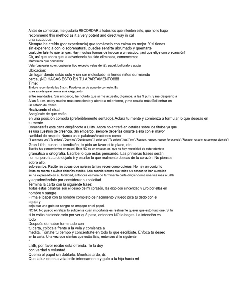 Ritual para Invocar a un Súcubo | PDF