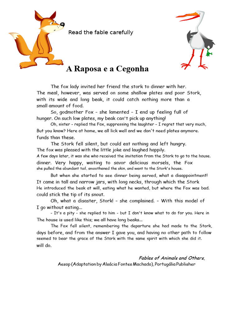 The Fox and The Stork - Fable and FT | PDF
