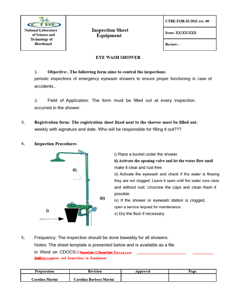 Eyewash Shower Inspection Guidelines | PDF
