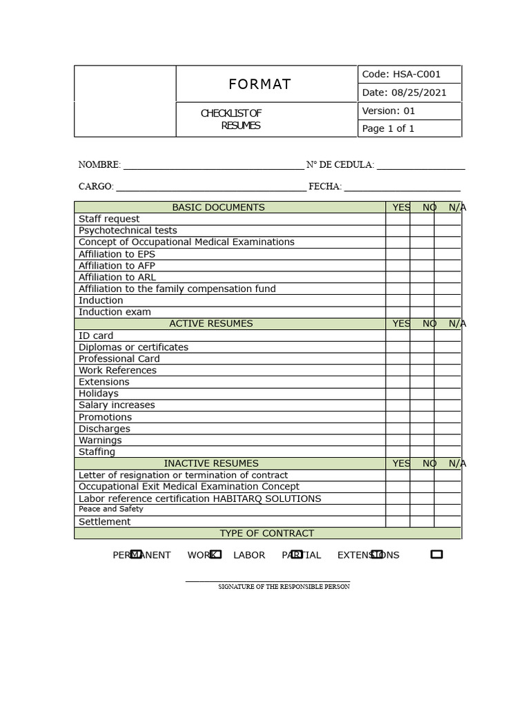 Resume Checklist Format | PDF