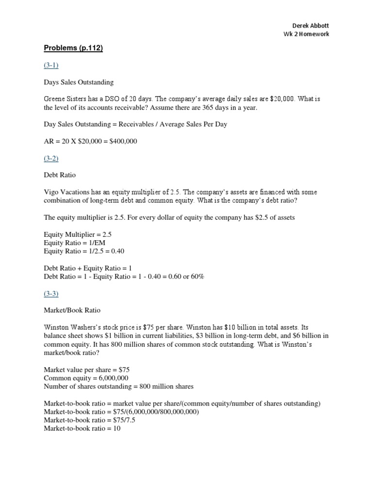 Financial Analysis Homework Solutions | PDF | Equity (Finance) | Present Value