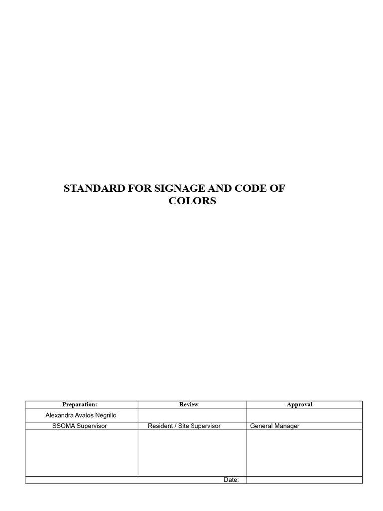 Signage and Color Code Standards | PDF | Occupational Safety And Health ...