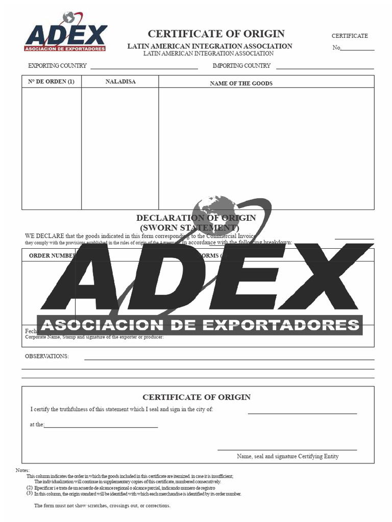 Certificate of Origin | PDF