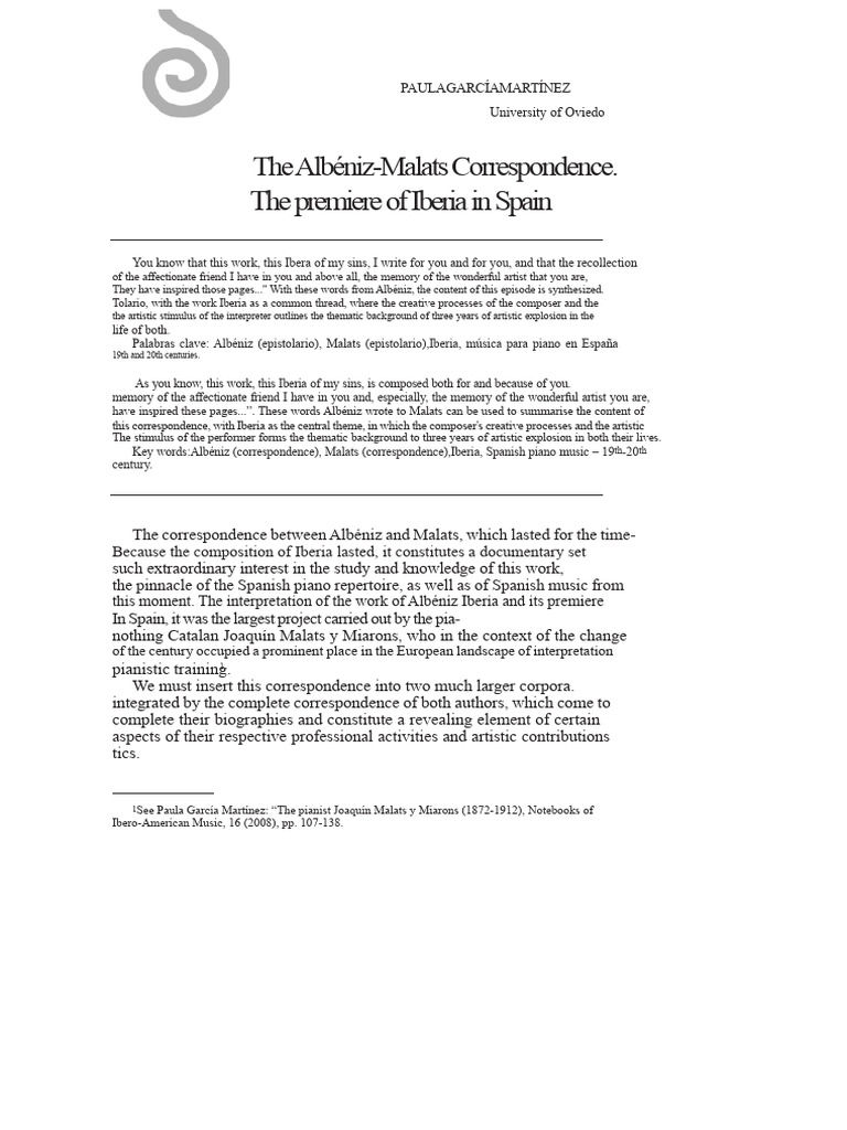 Albéniz-Malats Correspondence Insights | PDF