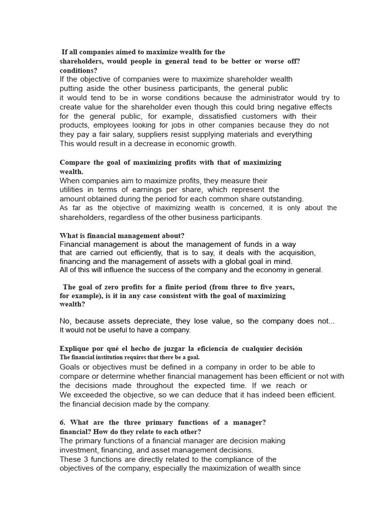Questionnaire | PDF | Wealth | Investing