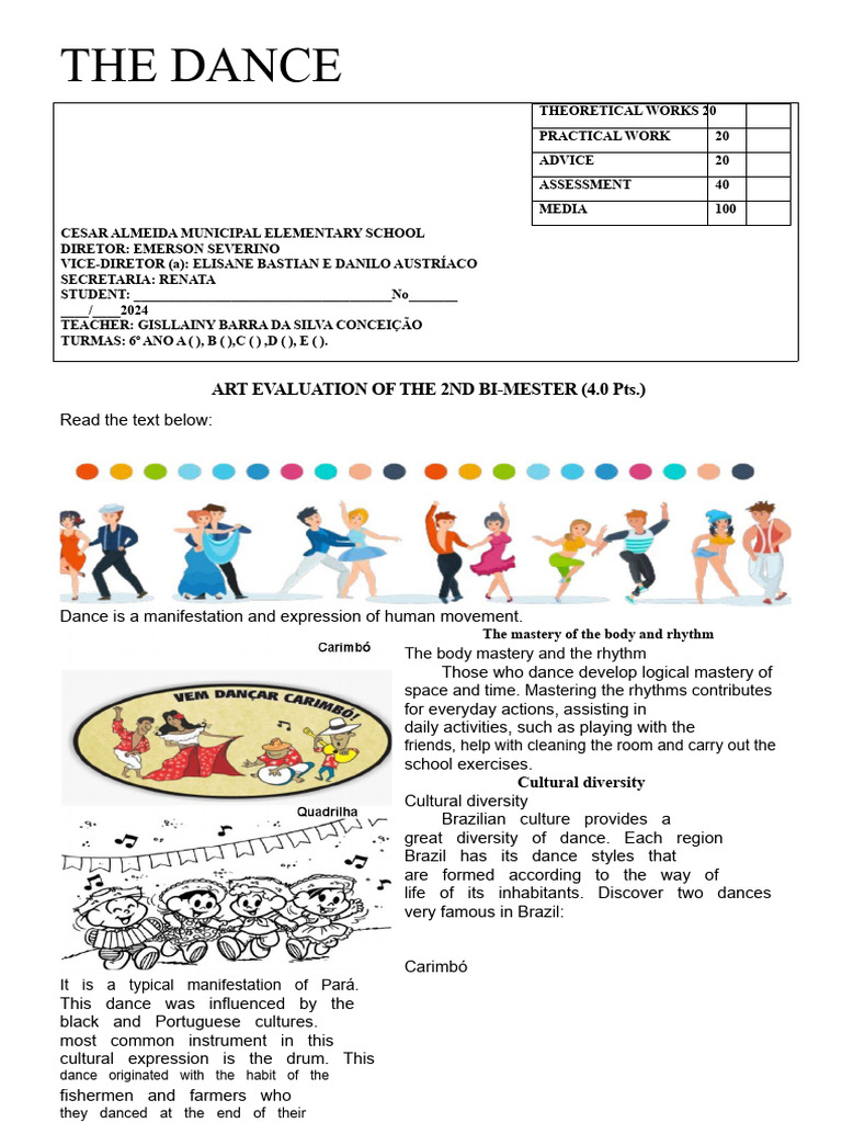 Assessment 6TH Grade 2ND B | PDF | Dances | Brazil