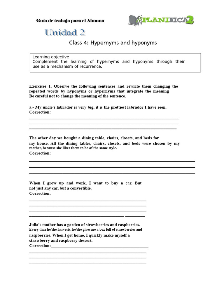 Class 4 Hypernyms and Hyponyms | PDF | Lexical Semantics