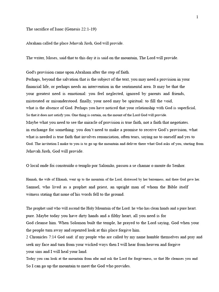 Sermon Sacrifice of Isaac | PDF | Isaac | Abraham